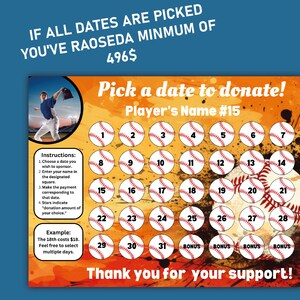 Editable Baseball Fundraiser Calendar, Calendar Fundraiser, Pick a Date ...