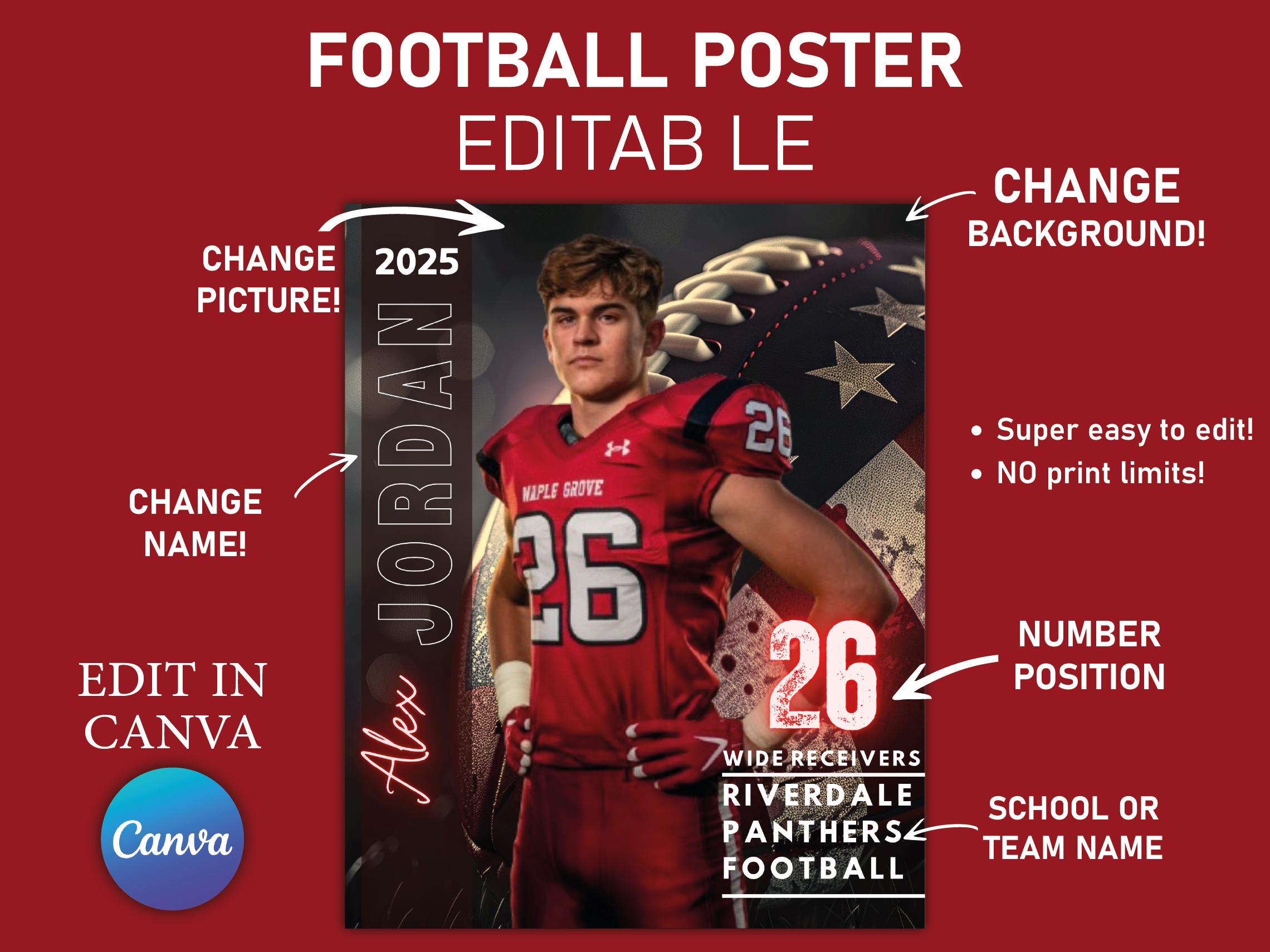 Football Poster Canva Template, Create Your Own Custom Senior Sports ...
