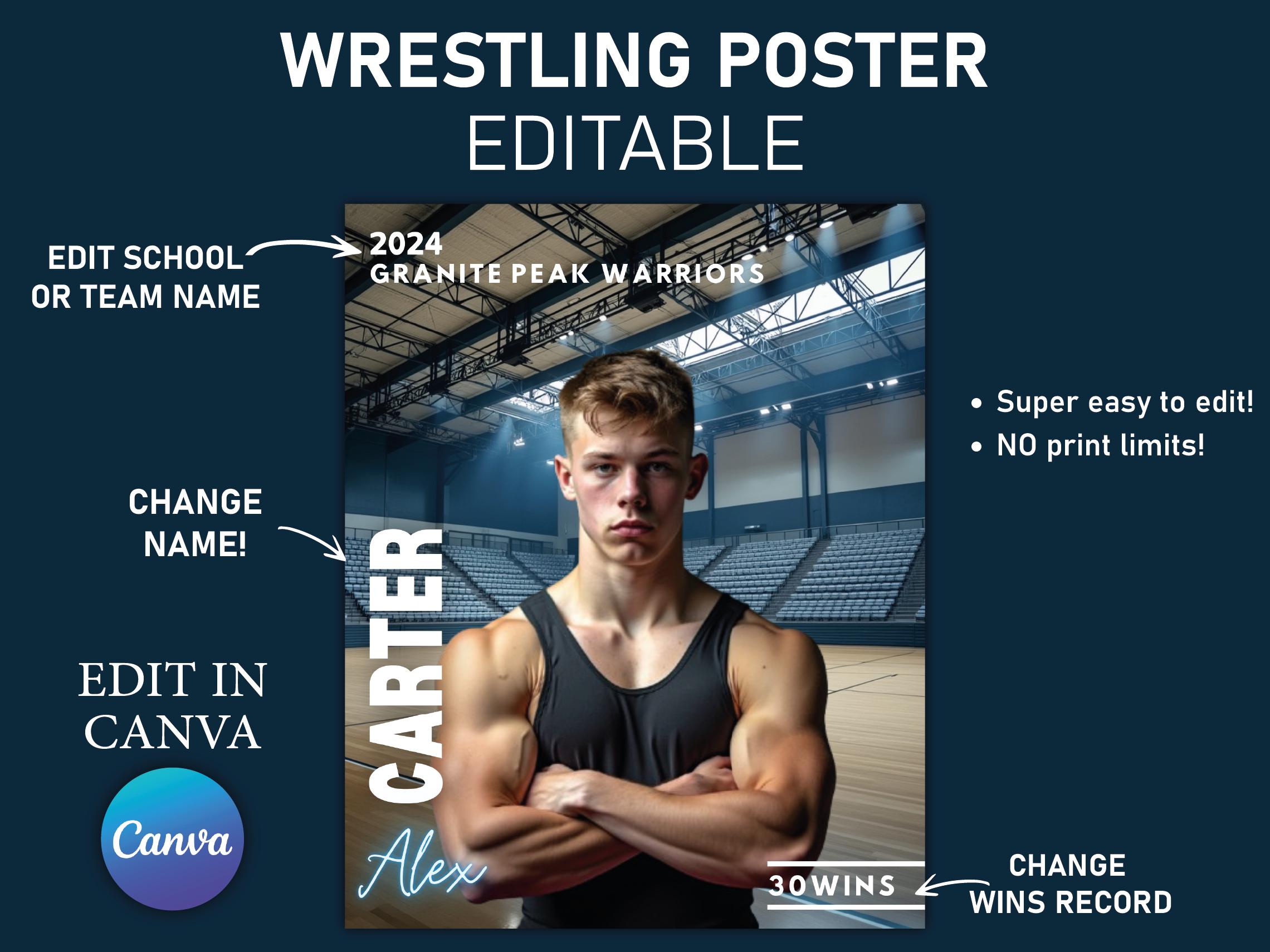 Wrestling Poster Canva Template, Senior Sports Poster, Memory Mate ...