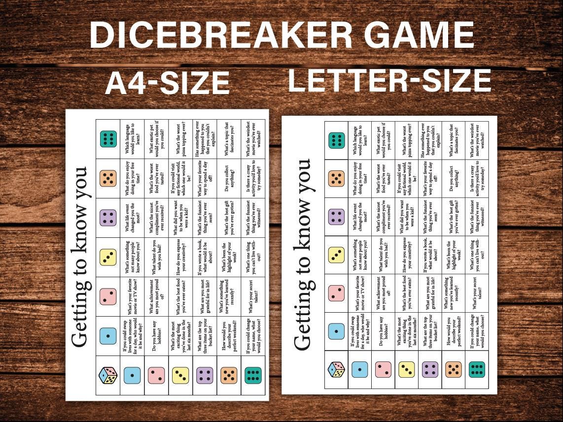 Dicebreaker Game, Roll and Tell Game, Icebreaker Activity for All Ages ...