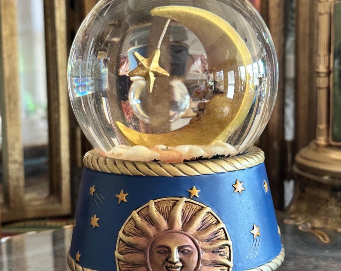 Vintage Blue and Gold 90s Celestial Sun Moon and Stars Whimsigoth Snow ...