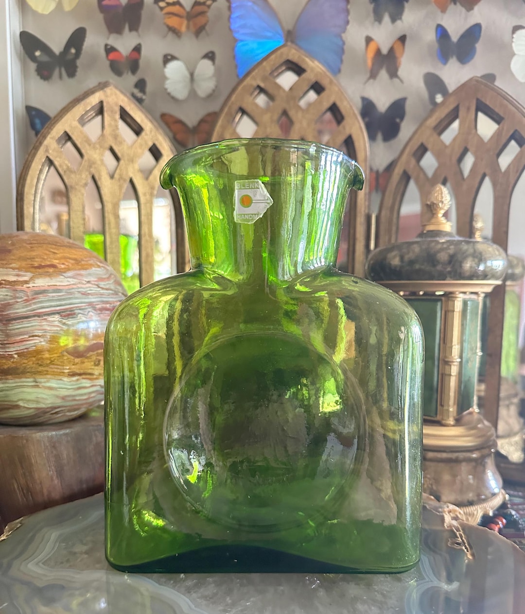Vintage Blenko Light Green Double Spout Carafe - Etsy