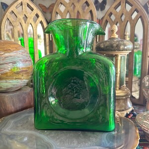 Vintage Blenko Green Double Spout Carafe - Etsy