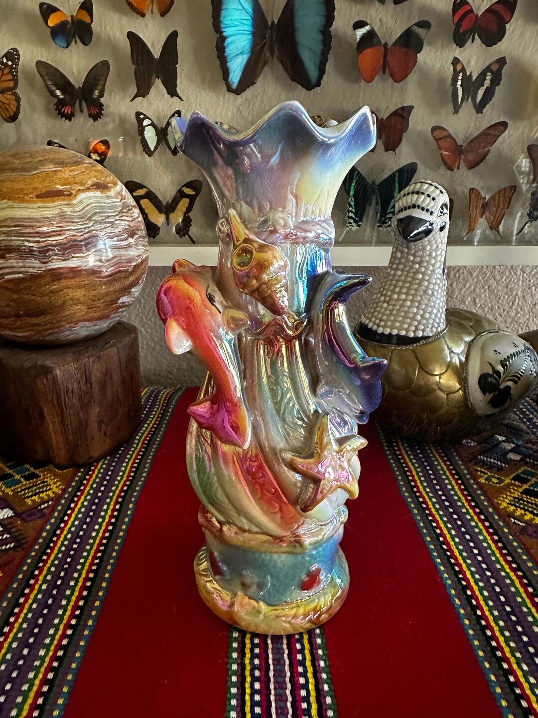 Vintage Lustre Dolphin Ocean Multicolor Iridescent Ceramic Vase - Etsy