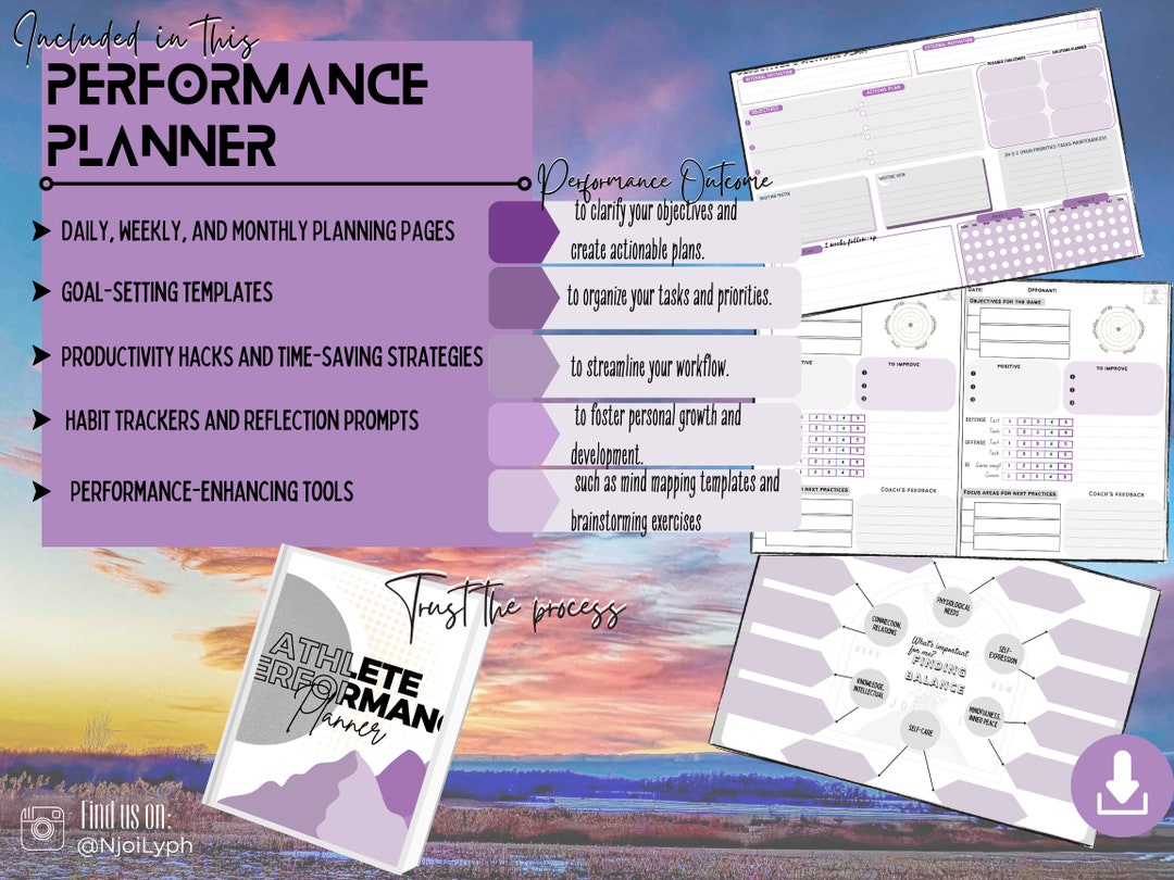 Athlete Planner, Printable Digital, Performance Enhancing Tools & Tips ...
