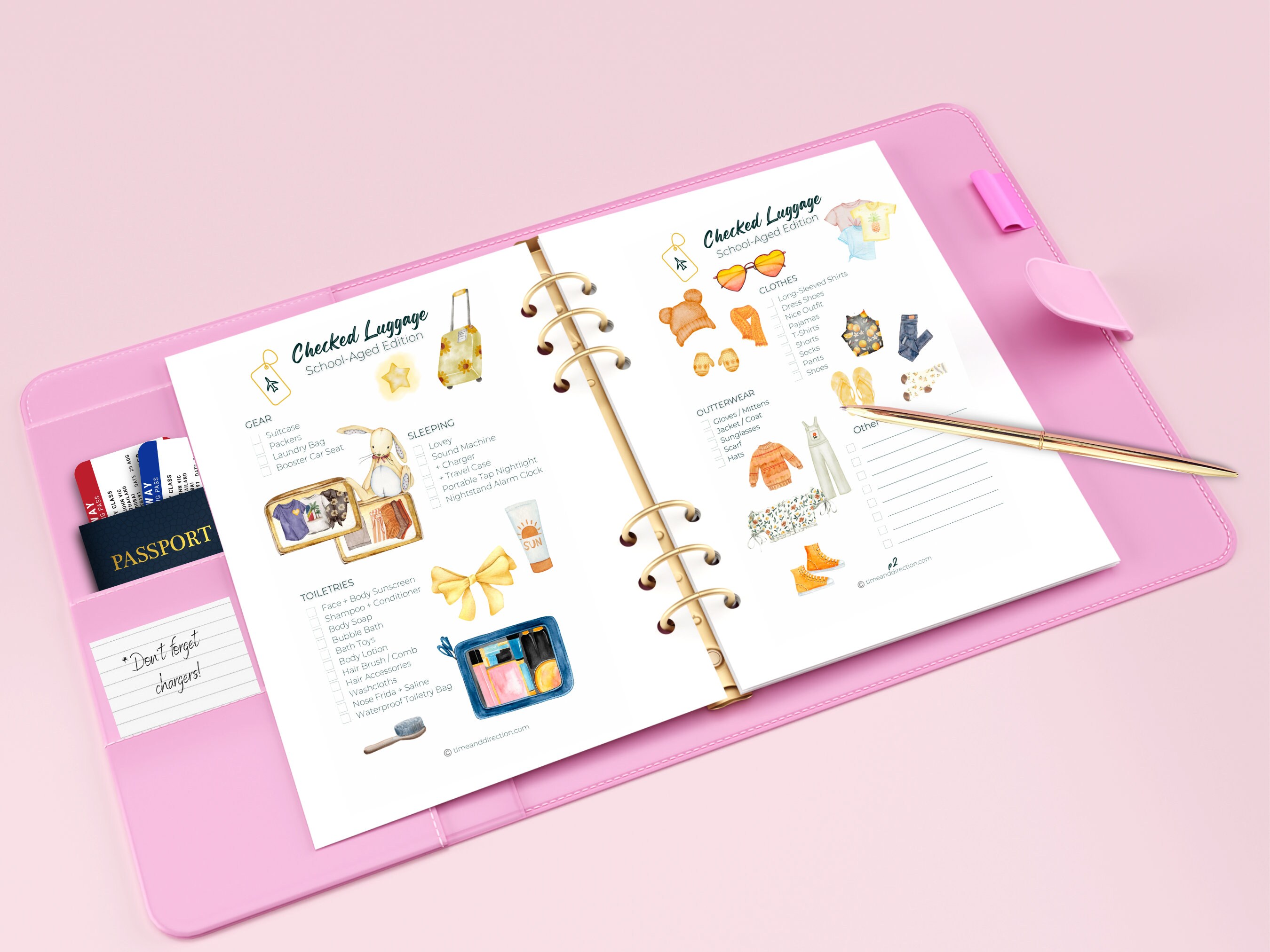 Kids Packing Checklist Printable for School Aged Kids Checked Luggage ...