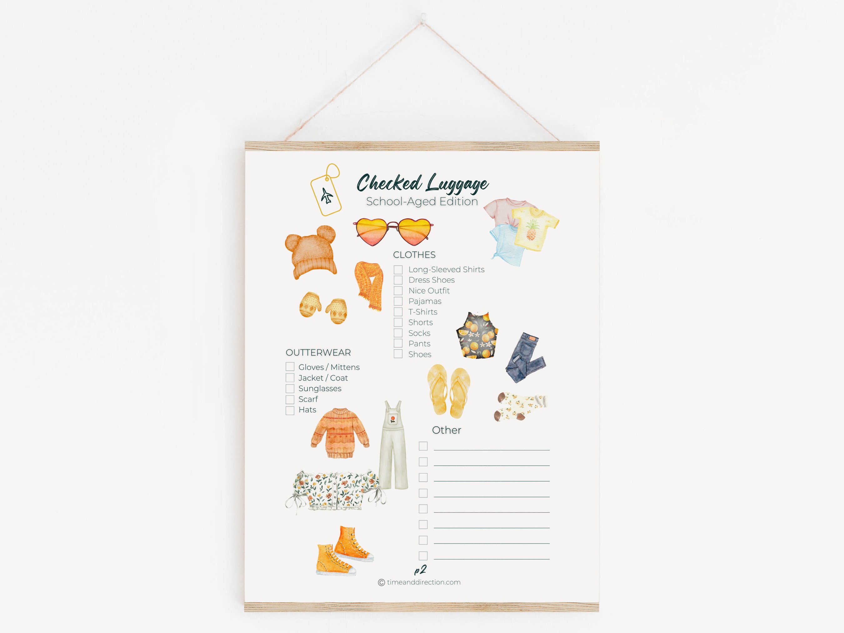 Kids Packing Checklist Printable for School Aged Kids Checked Luggage ...