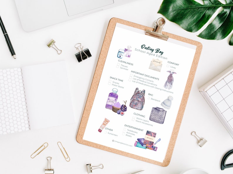 Kids Outing Bag Checklist Printable for Mom Dad and Caregiver - Etsy