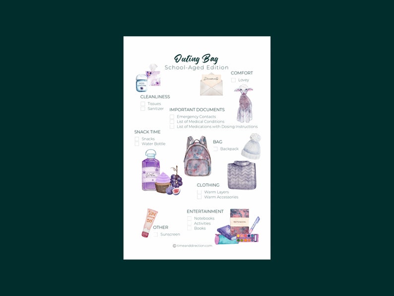 Kids Outing Bag Checklist Printable for Mom, Dad and Caregiver to Plan ...