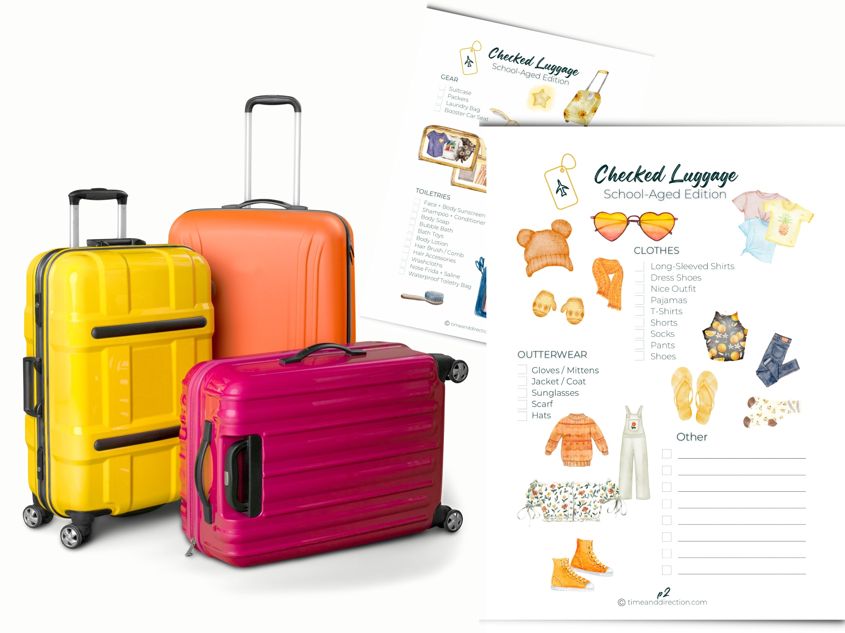 Kids Packing Checklist Printable for School Aged Kids Checked Luggage ...