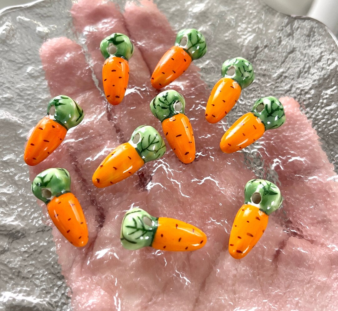 2pcs Hand Painted Ceramic Carrot Drilled Bead Vegetable - Etsy