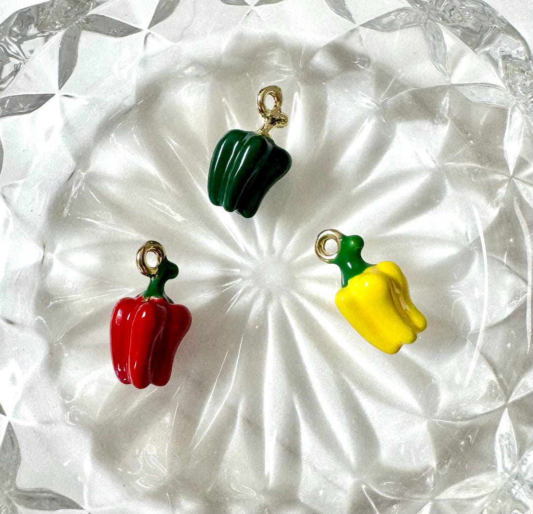 Enamel Pepper Charm Set: 3D Metal Chilli Pendants (4pcs, 10x18mm) - Etsy