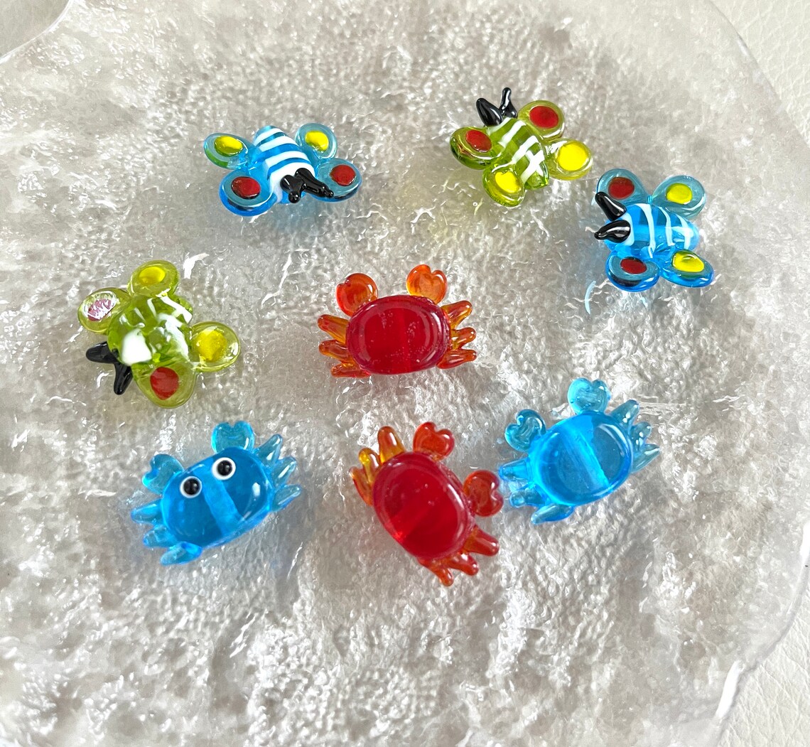 Handmade Glass Beads | Butterfly and Crab Shaped | Drilled | Animal ...