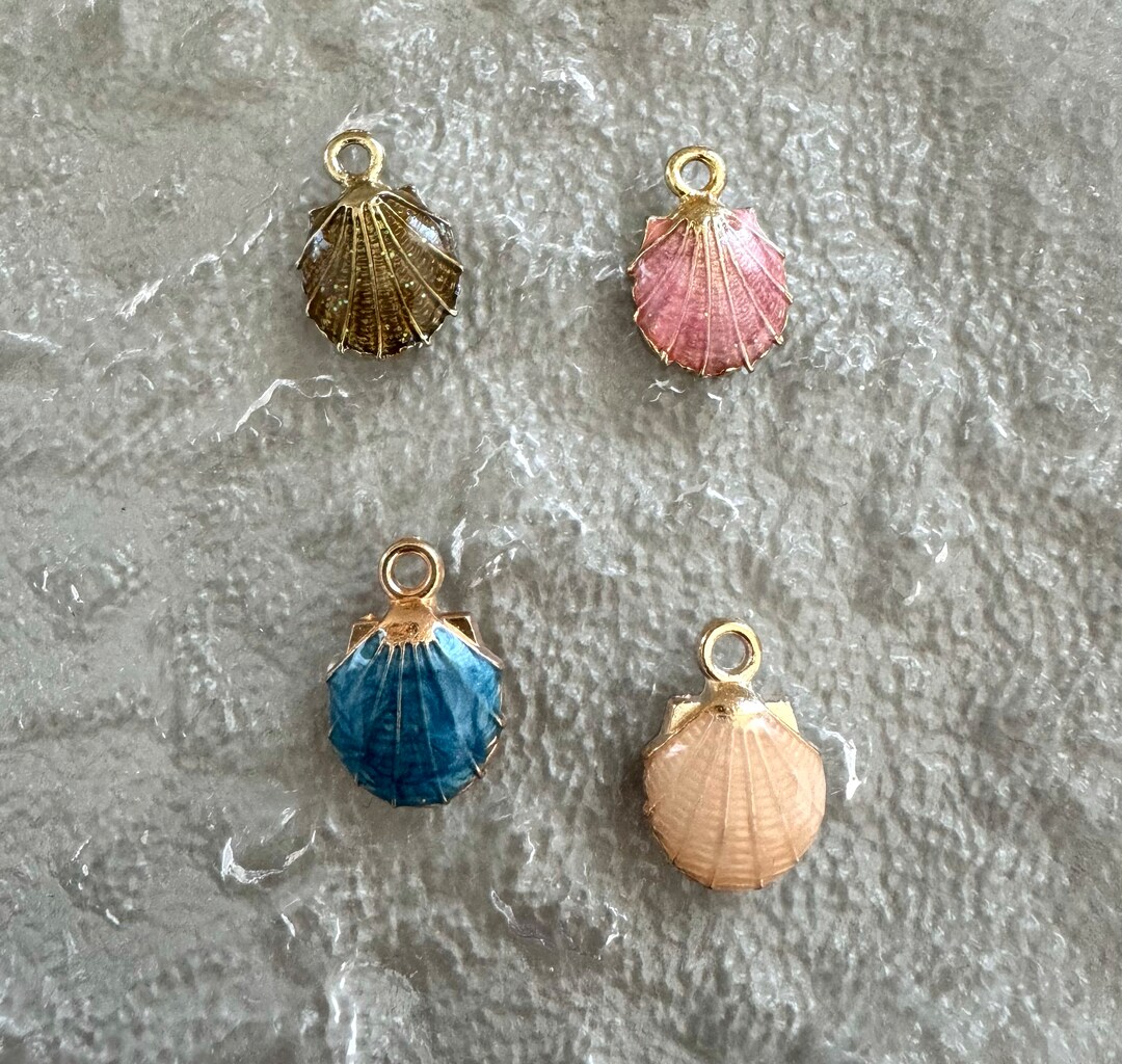 Enamel Seashell Charms: Sparkly Ocean Pendants for DIY Jewelry (5pcs ...