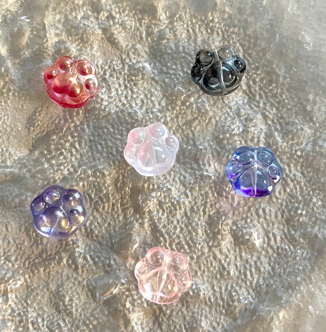 5/10pcs Glass Cat Paw Drilled Beads | Cute Cat Paw Beads for Jewellery ...