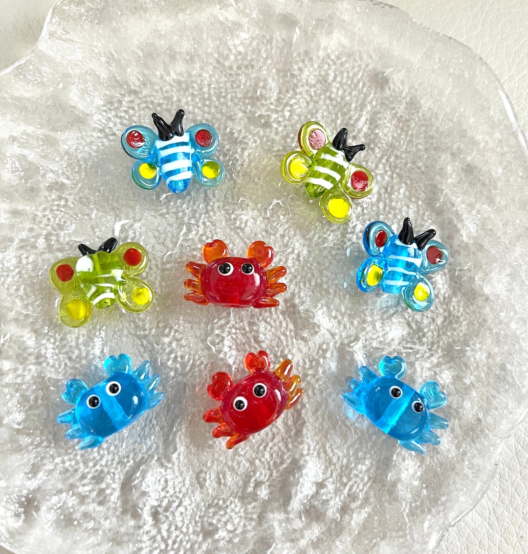 Handmade Glass Beads | Butterfly and Crab Shaped | Drilled | Animal ...