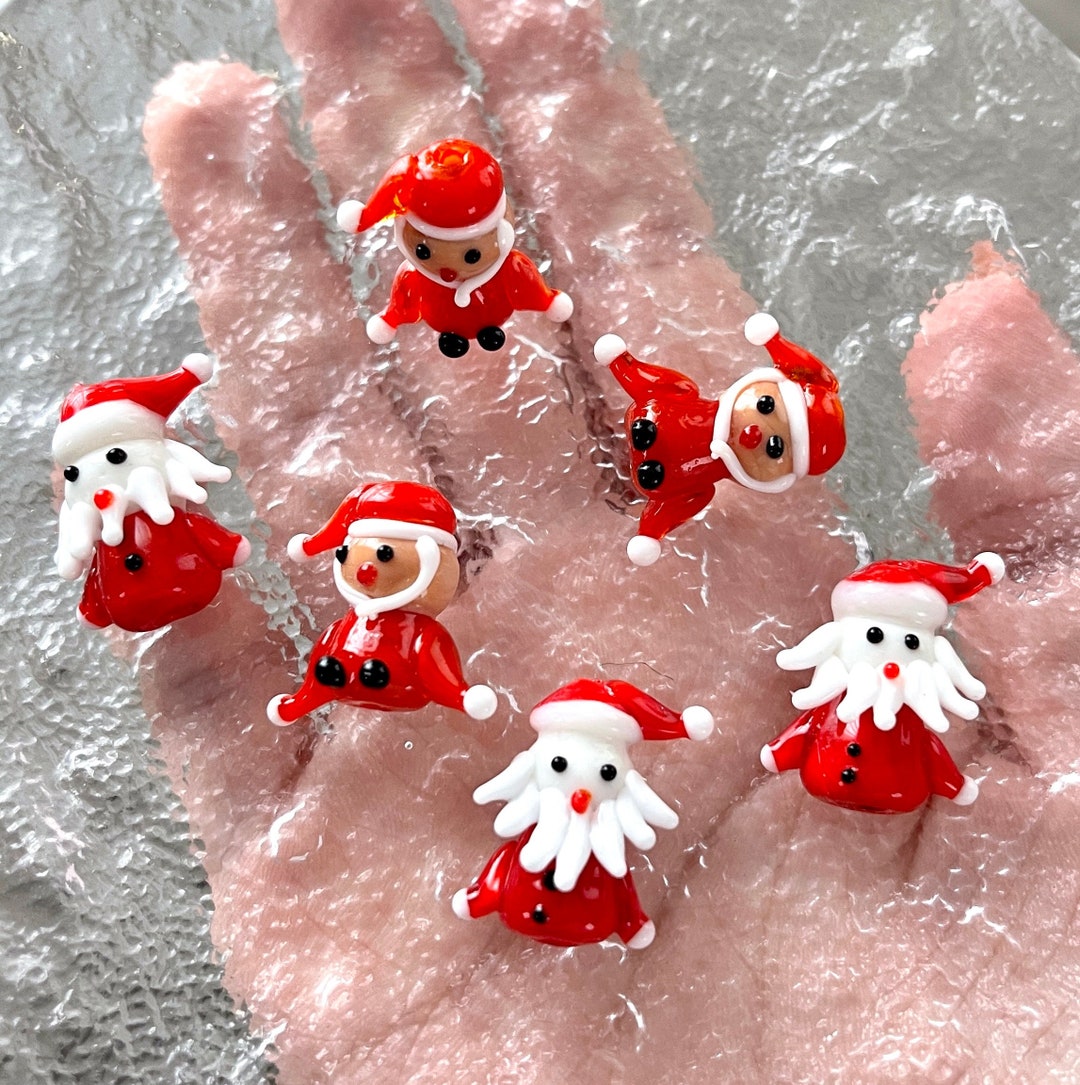 Christmas Themed Glass Drilled Beads | Santa Beads | Handmade Beads - Etsy