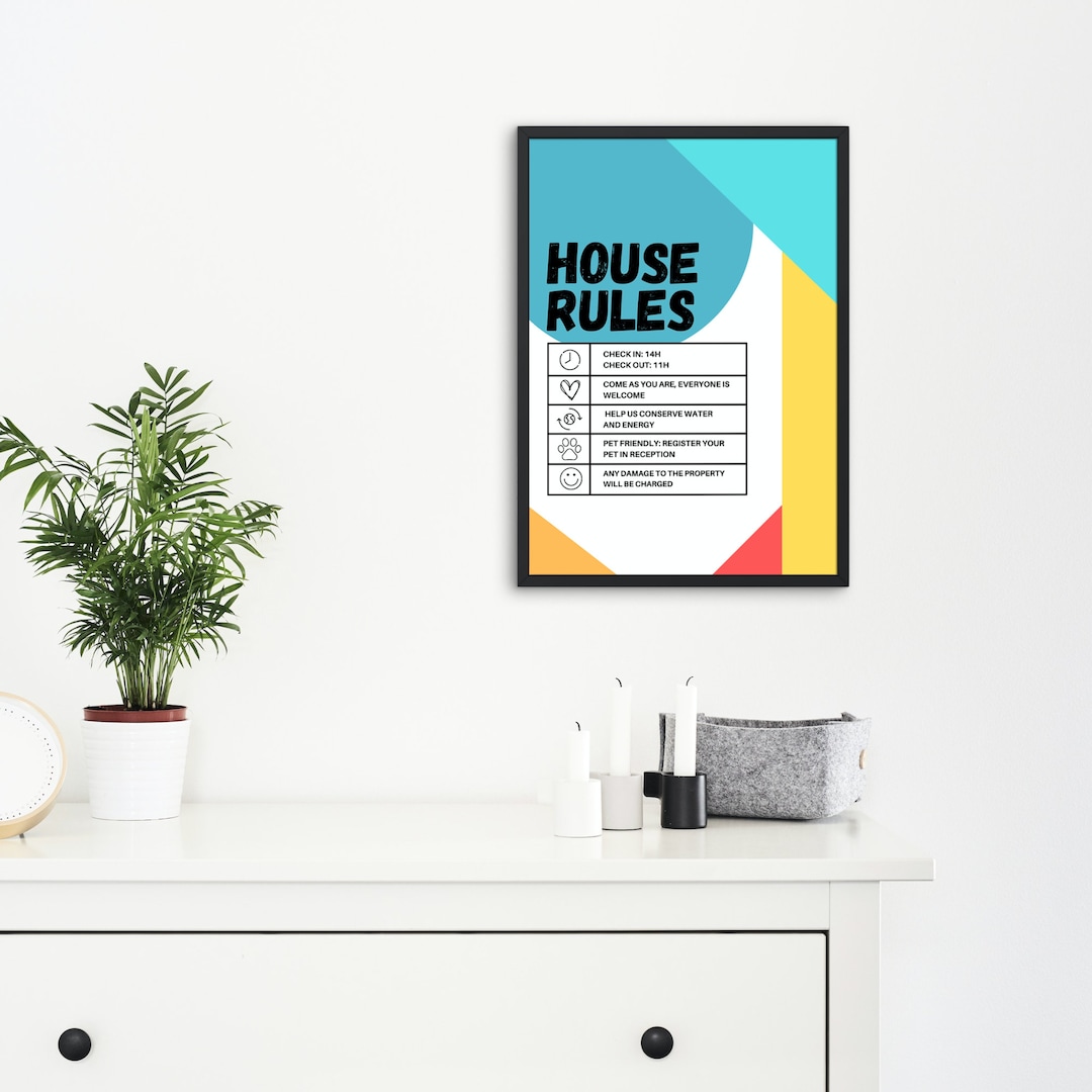 Hotel, Hostel and Airbnb Rules Sign Template Pack, Modern Posters ...