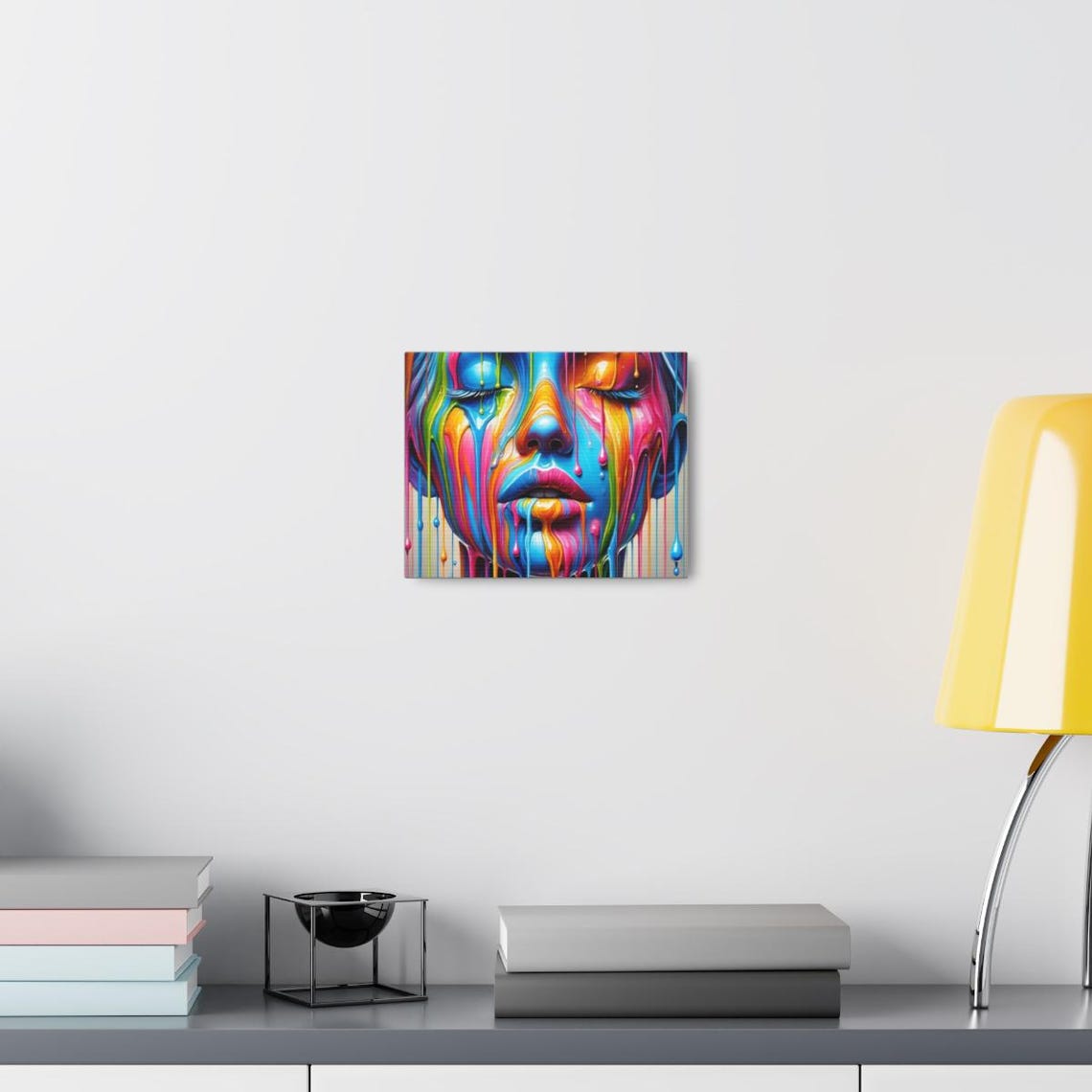 A Vibrant and Bold Contemporary Painting of a Human Face Drenched in ...