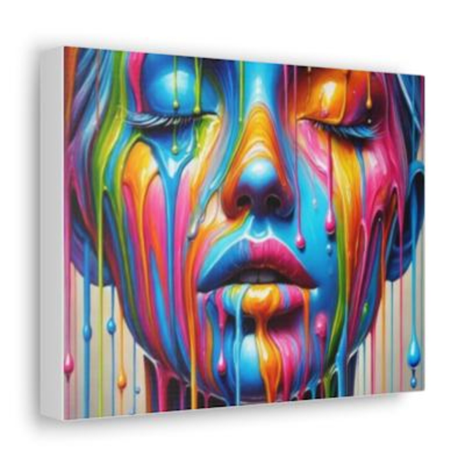 A Vibrant and Bold Contemporary Painting of a Human Face Drenched in ...