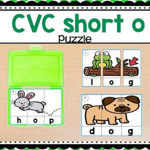 20 Short O Vowel Word Puzzles, CVC Spelling Practice Puzzles for ...