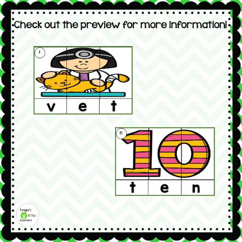 20 Short E Vowel Word Puzzles CVC Spelling Practice Puzzles - Etsy