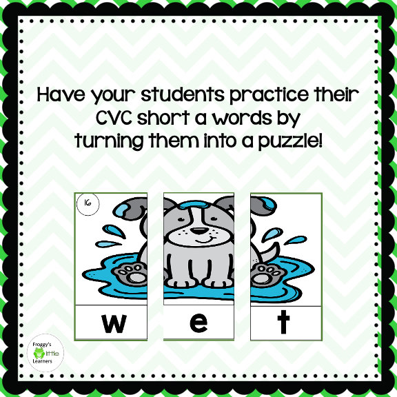 20 Short E Vowel Word Puzzles, CVC Spelling Practice Puzzles for ...