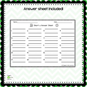 20 Short U Vowel Word Puzzles, CVC Spelling Practice Puzzles for ...