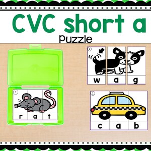 20 Short a Vowel Word Puzzles, CVC Spelling Practice Puzzles for ...