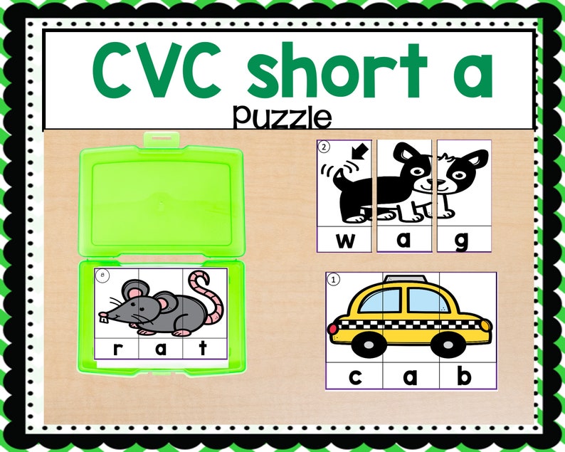 20 Short a Vowel Word Puzzles, CVC Spelling Practice Puzzles for ...