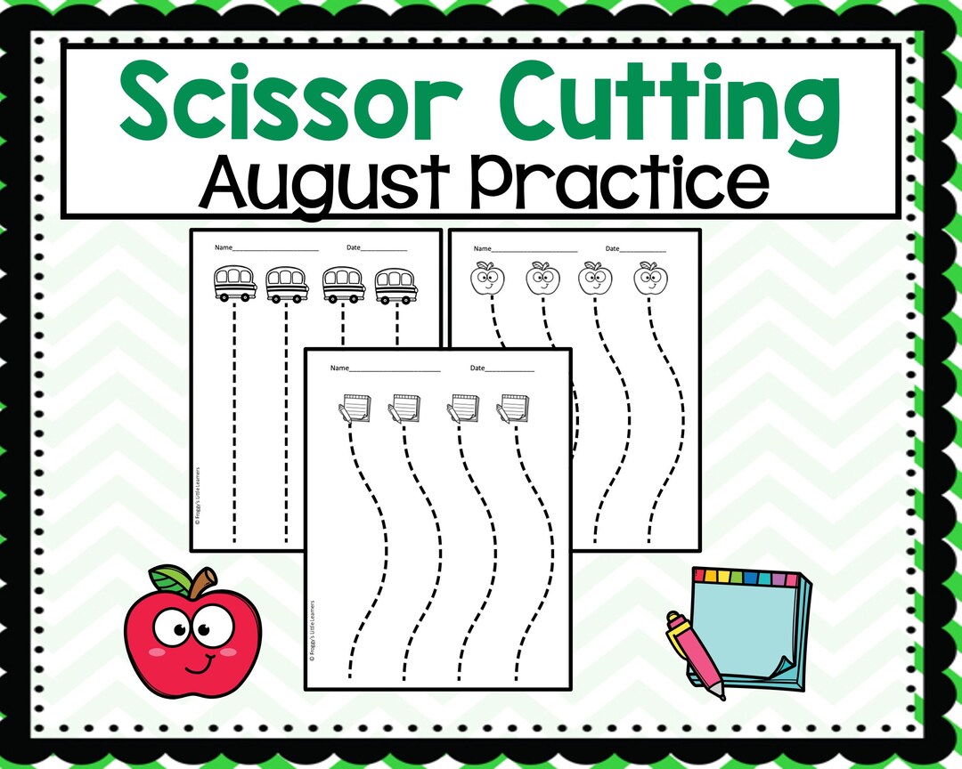 64 Page August Scissor Skill, Cutting Practice, Fine Motor Practice ...
