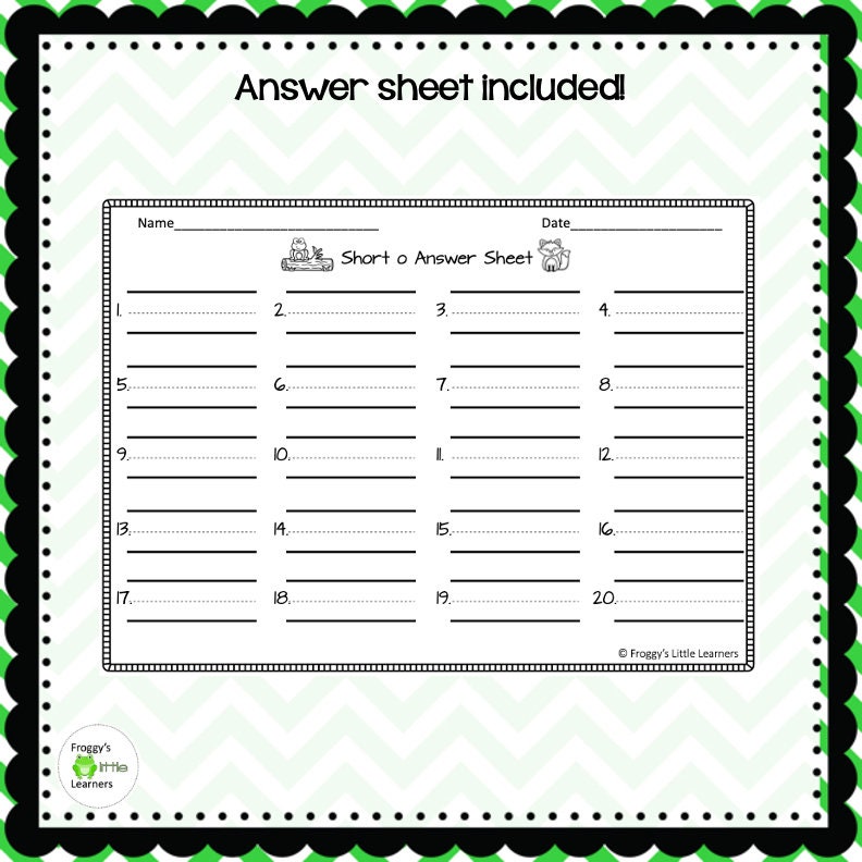 20 Short O Vowel Word Puzzles, CVC Spelling Practice Puzzles for ...