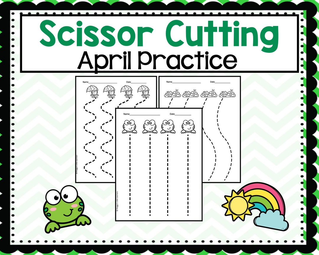 64 Page April Scissor Skill, Cutting Practice, Fine Motor Practice Prek ...