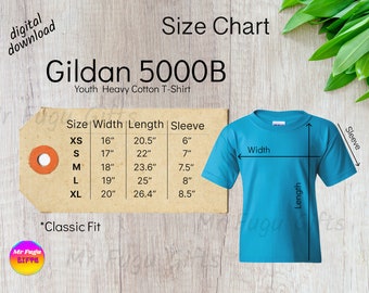 Gildan 5000B Size Chart Kids T Shirt Size Chart Youth - Etsy
