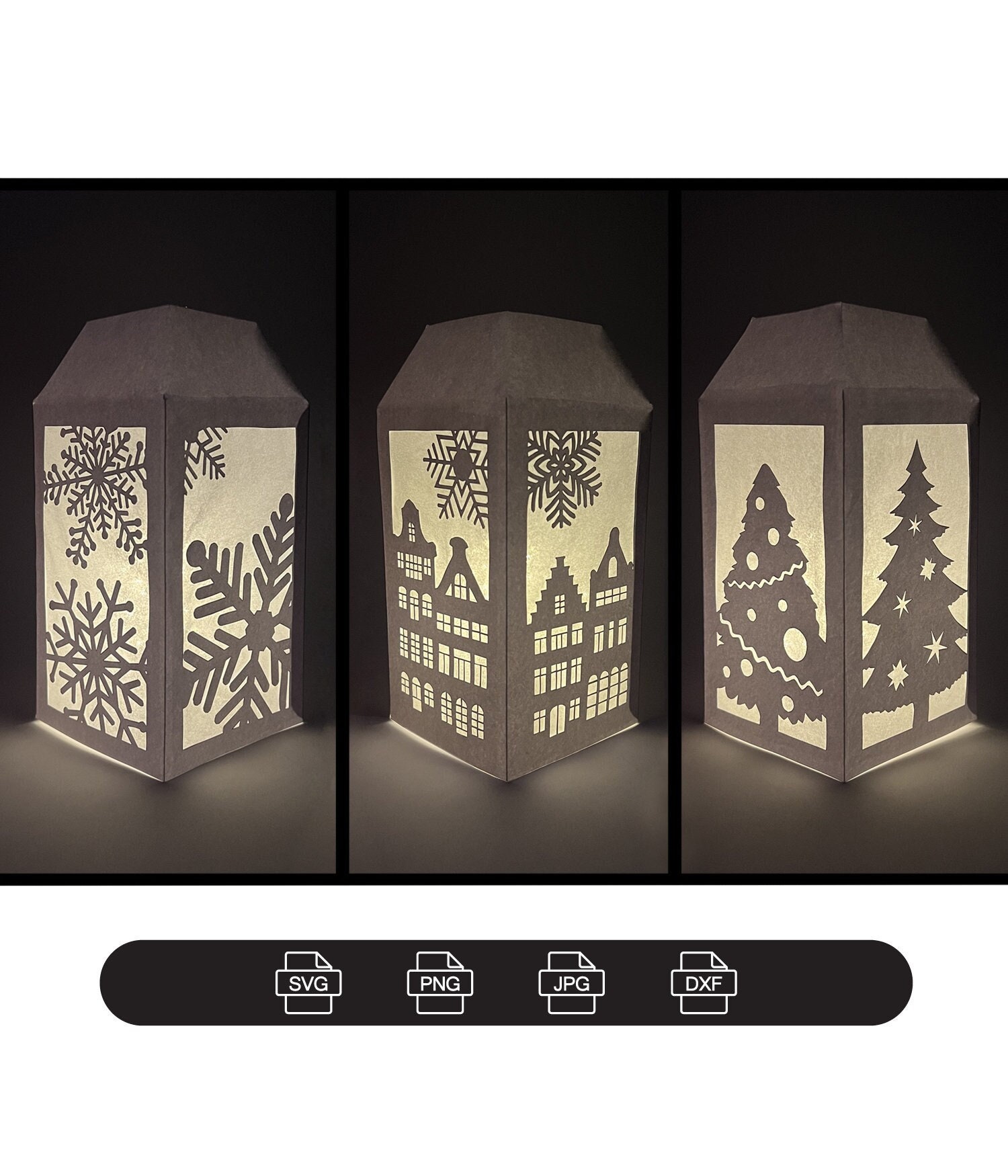 Digital Christmas Lantern Svg, Set of 3, Snowflakes Lantern, Dutch ...