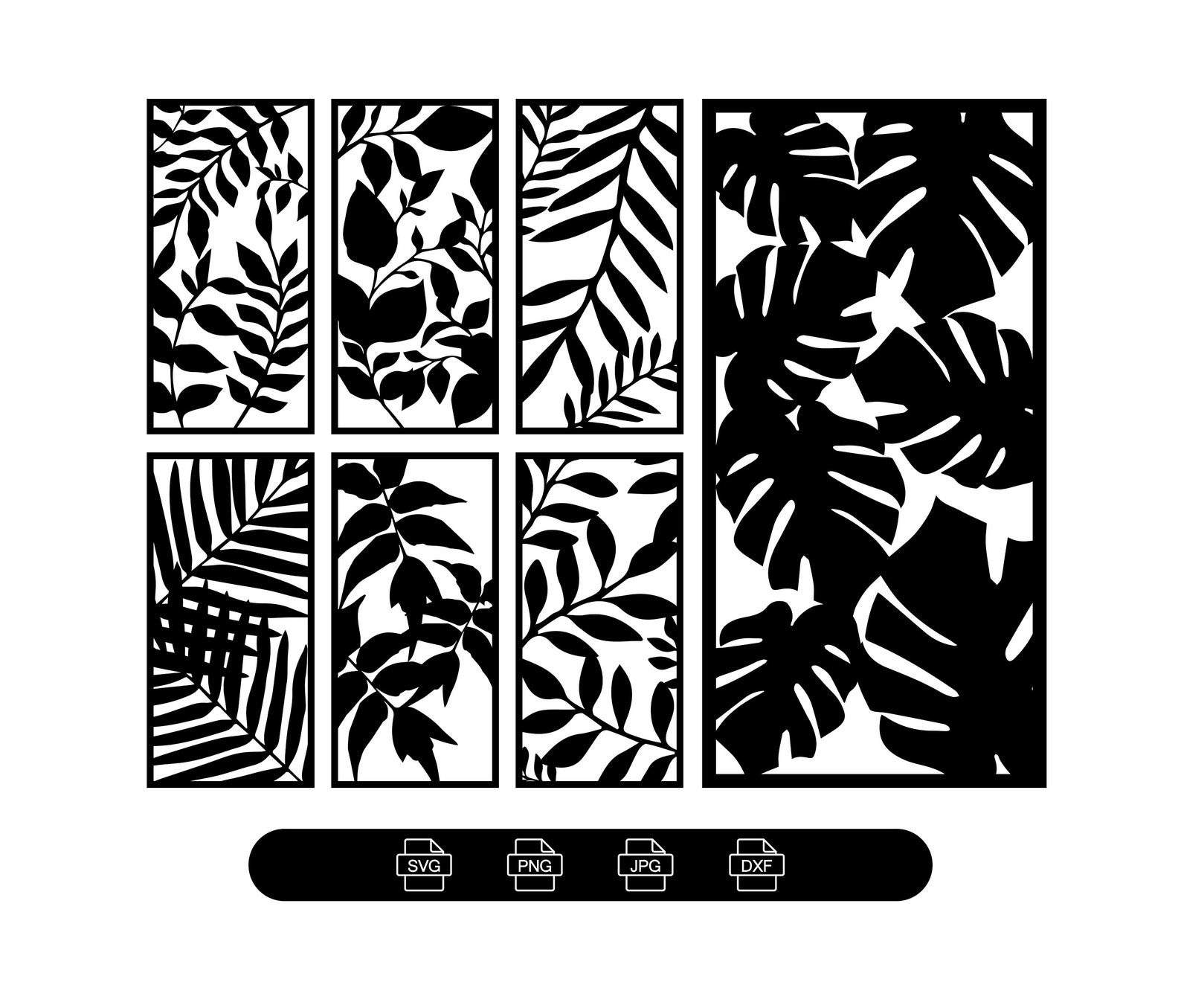 Nature Leaves Panel Templates Set 1, Silhouette Vector Files, Monstera ...