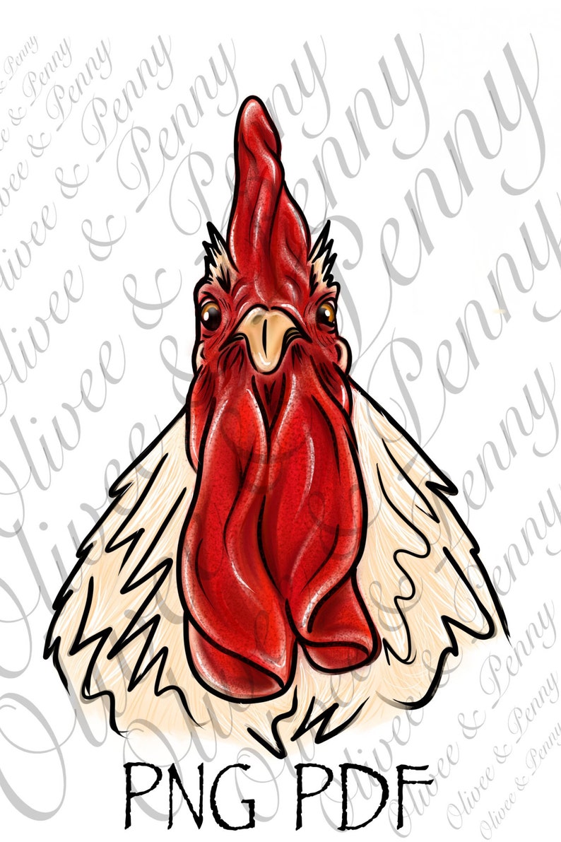 Rooster Face Drawing PDF PNG and SVG Outline - Etsy Canada