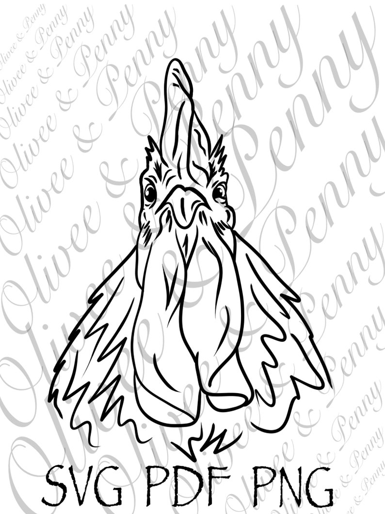 Rooster Face Drawing PDF PNG and SVG Outline - Etsy Canada