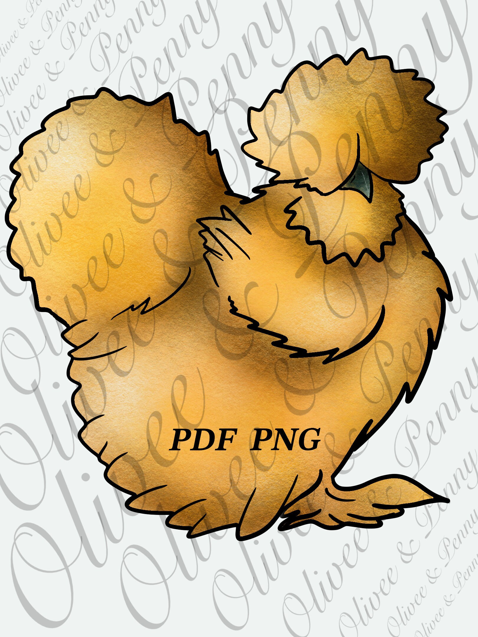Buff Silkie Hen Drawing and Outline - Etsy