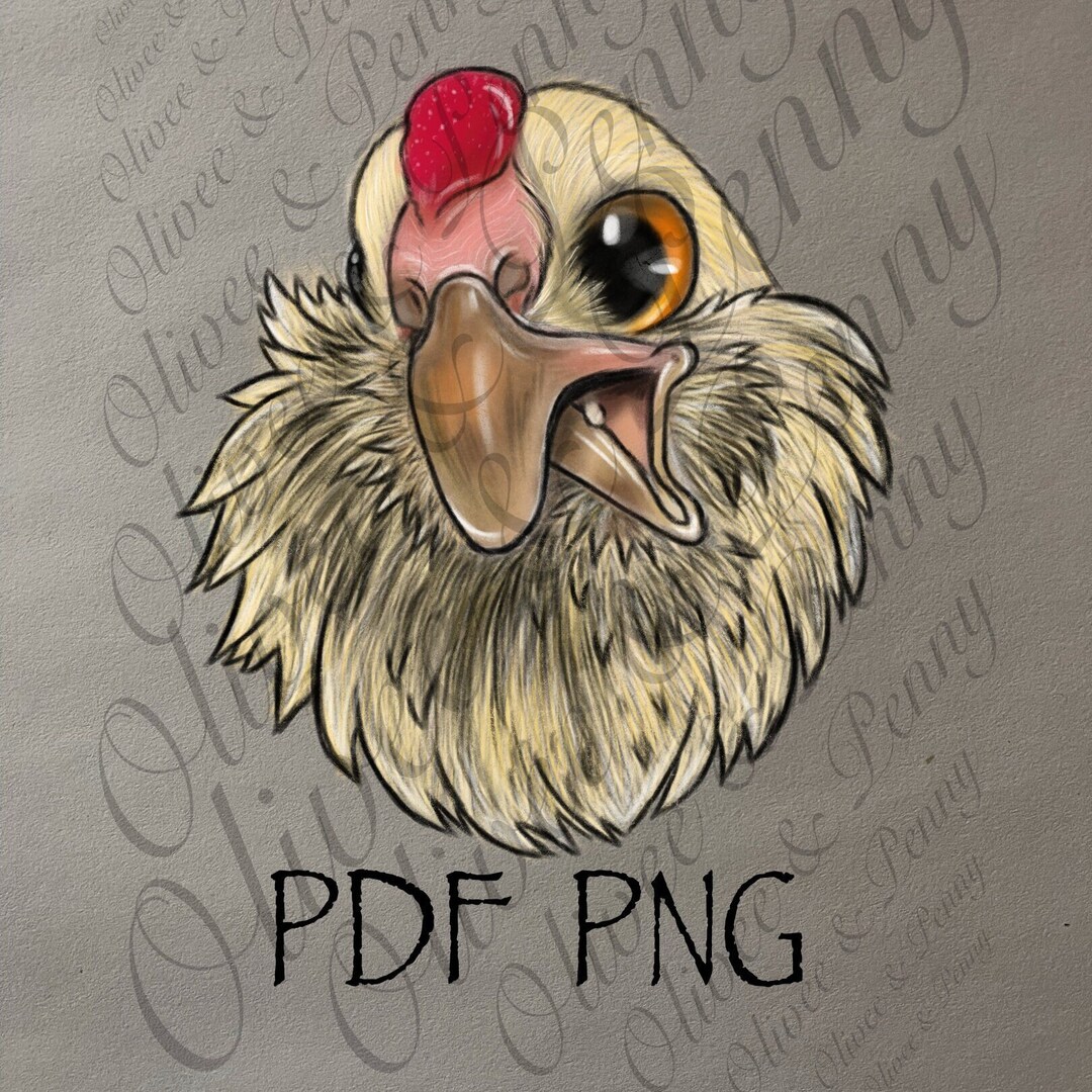 Colored Animated EE Crossbeak Chicken Drawing PNG PDF - Etsy