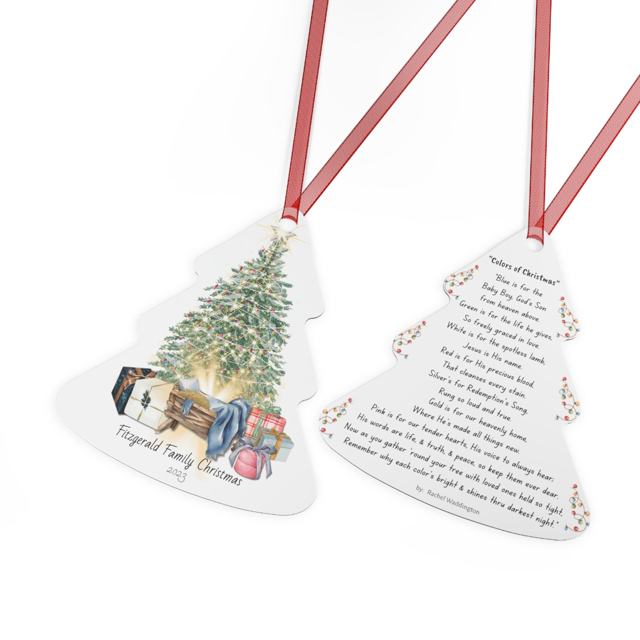 Colors of Christmas Poem, Custom Ornament With Christmas Tree ...