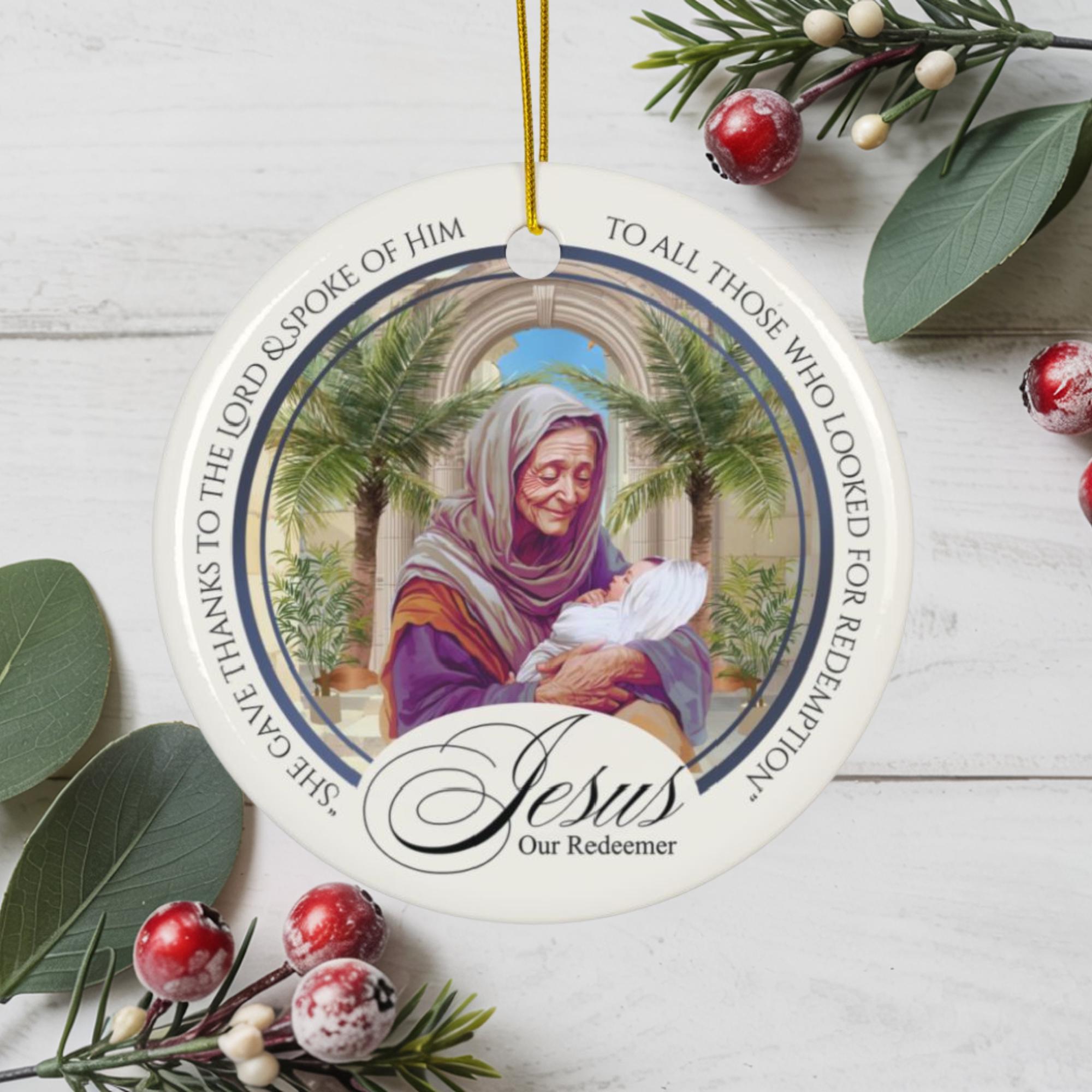 Jesus Our Redeemer Anna Prophesies About Jesus in the Temple Ornament ...