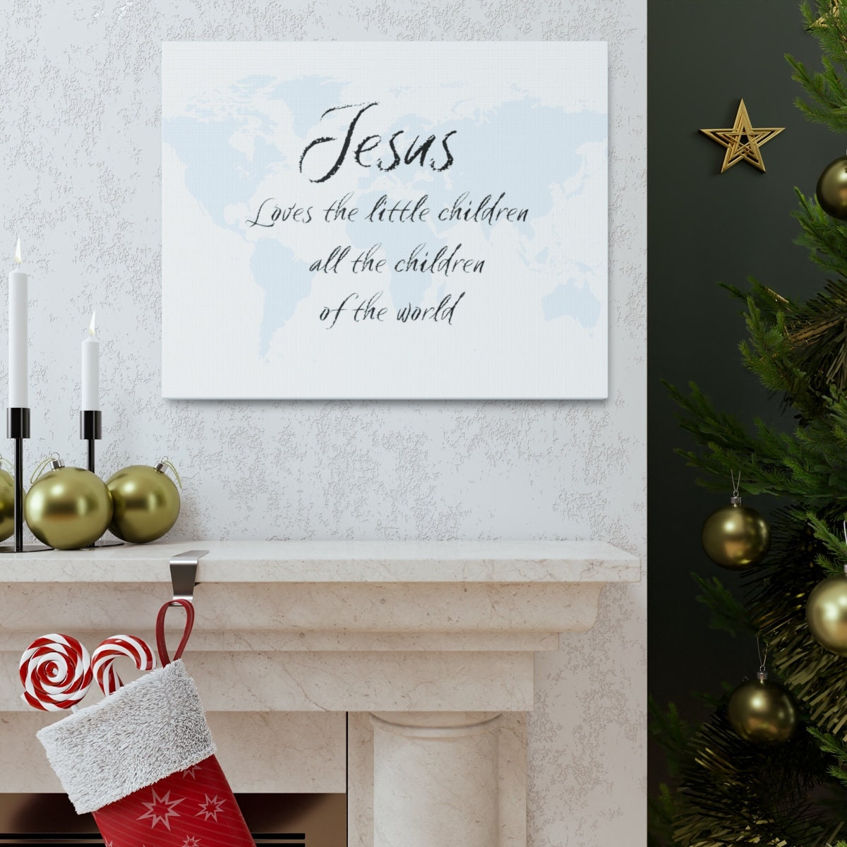 Jesus Loves the Little Children Scripture Wall Art Canvas - Etsy