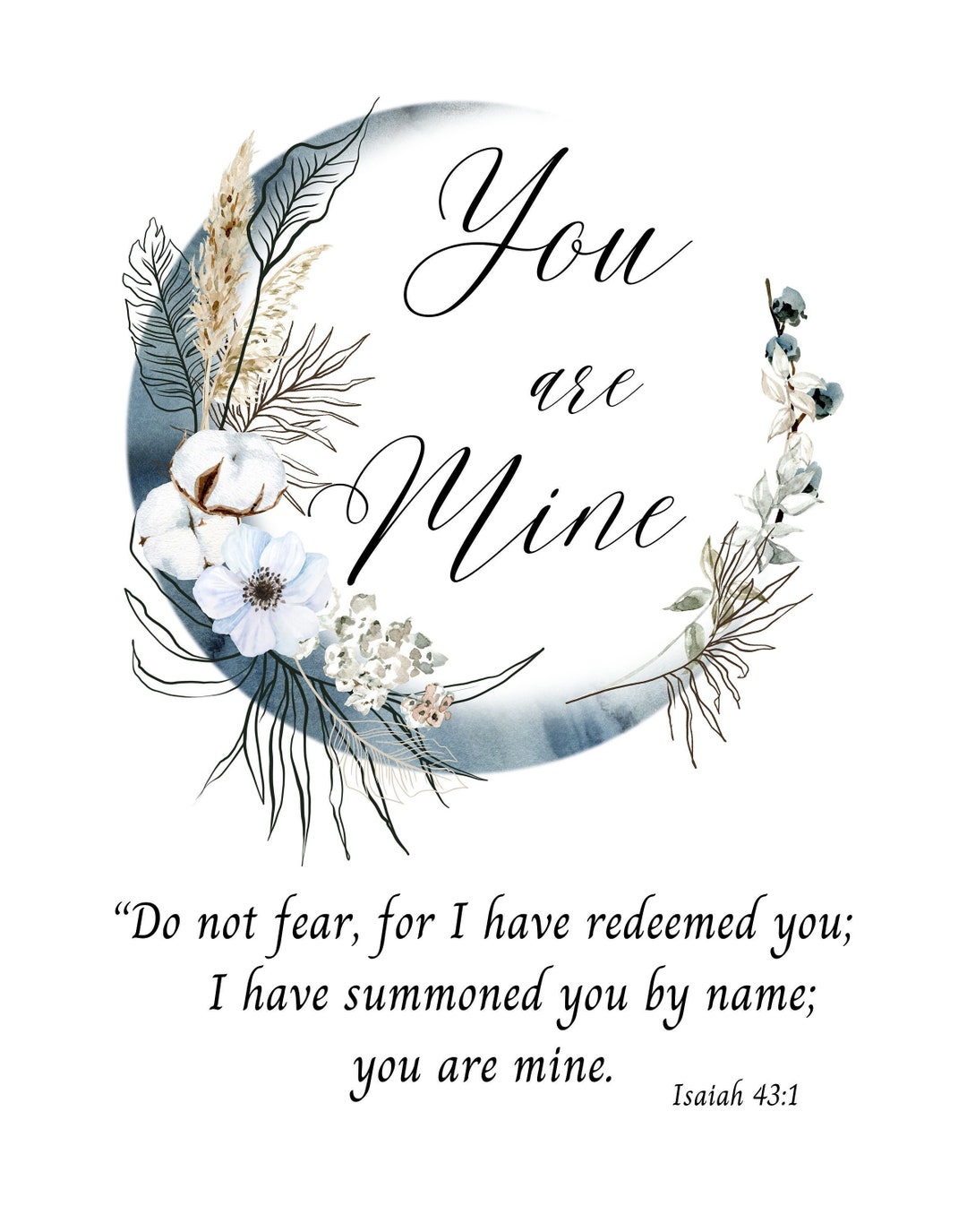 You Are Mine Digital Art (blue), Fear Not Bible Verse, Scripture ...