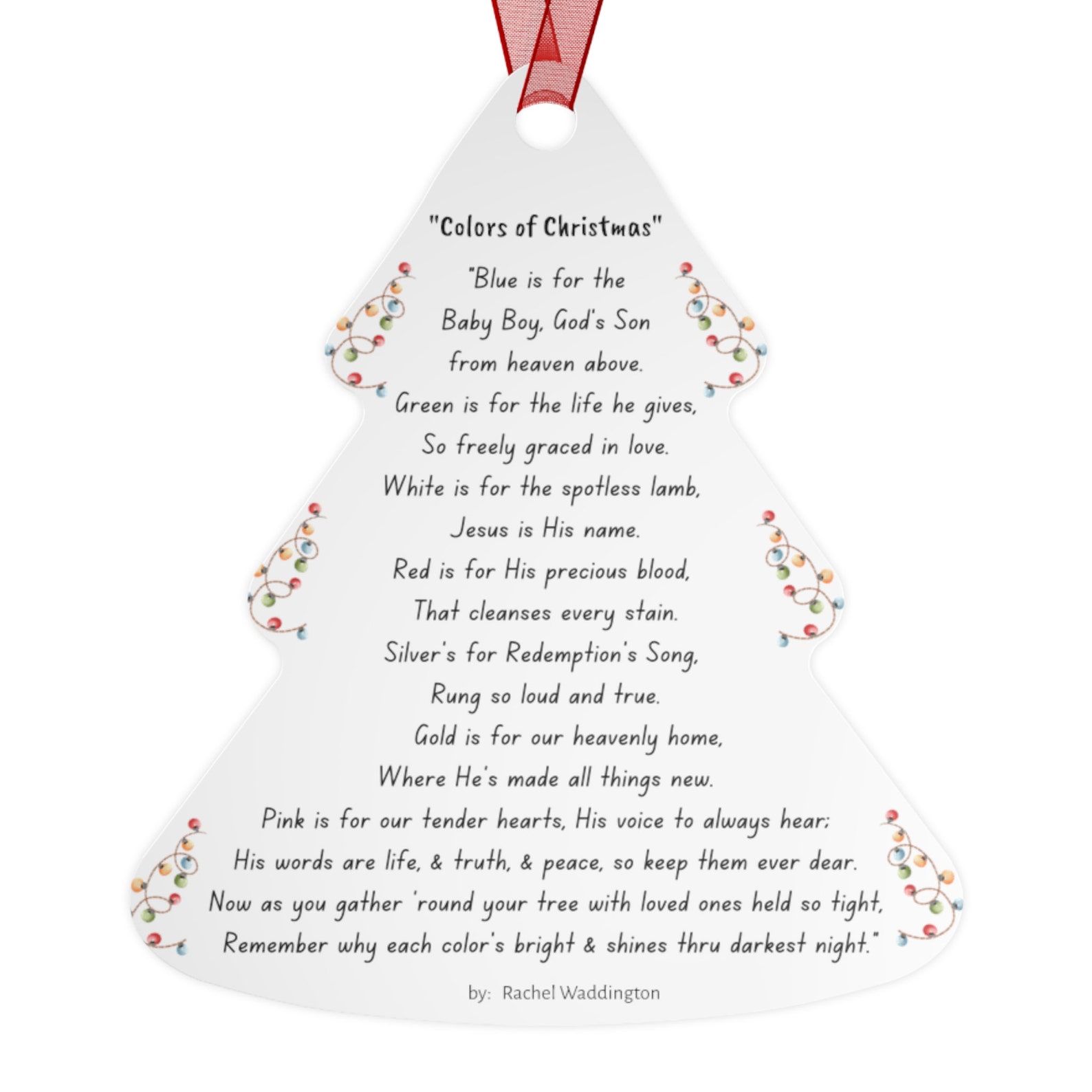 Colors of Christmas Poem, Custom Ornament With Christmas Tree ...