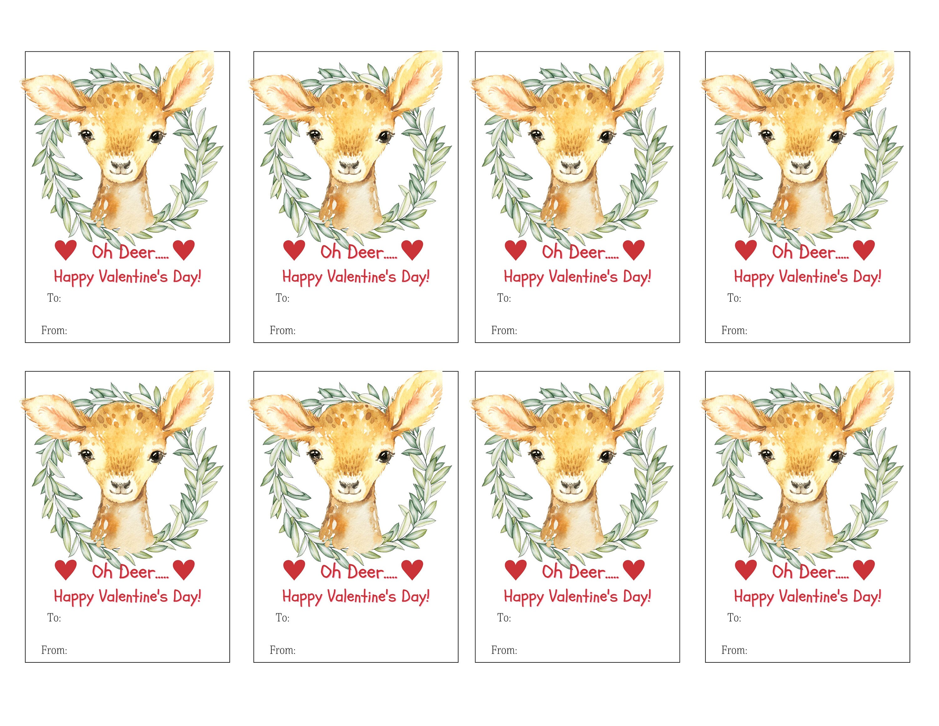 Cute Woodland Animals, Pick 1 of 8 Choices, Kids Valentine Cards ...