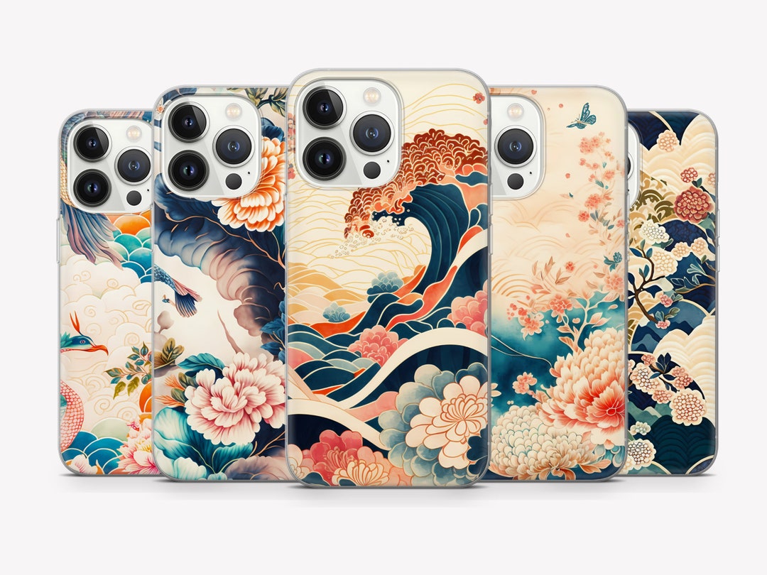 Japanese Wave Phone Case Anime Aesthetic Cover Fit for iPhone 14 Pro ...