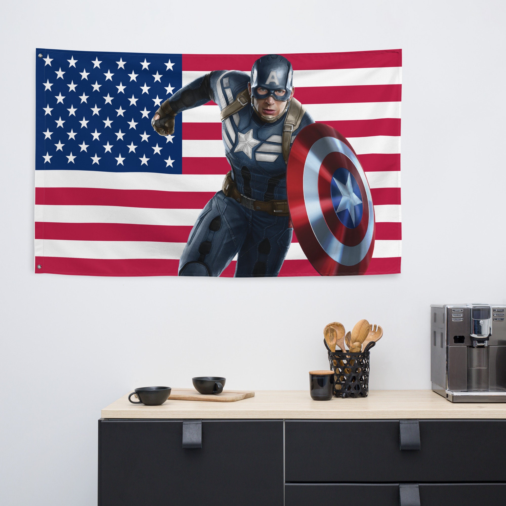 Captain America Flag Heroic Wall Art for Marvel Fans Tapestry - Etsy