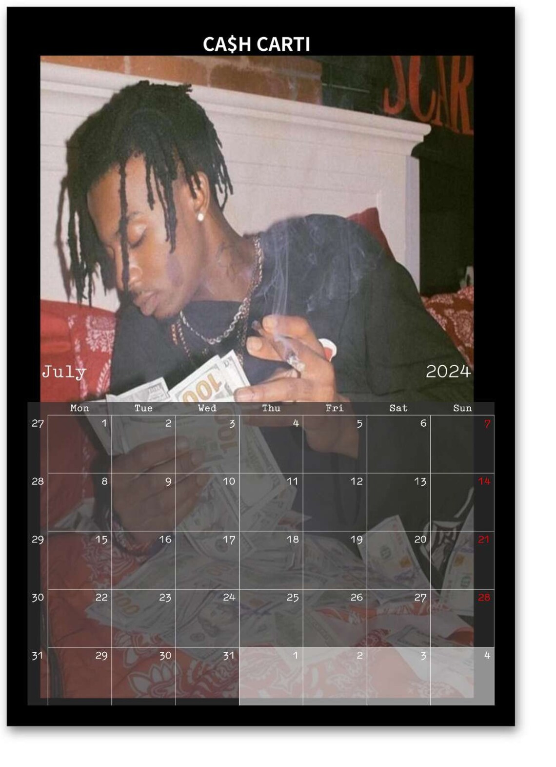 Playboi Carti Calendar 2024 Limited Edition - Etsy