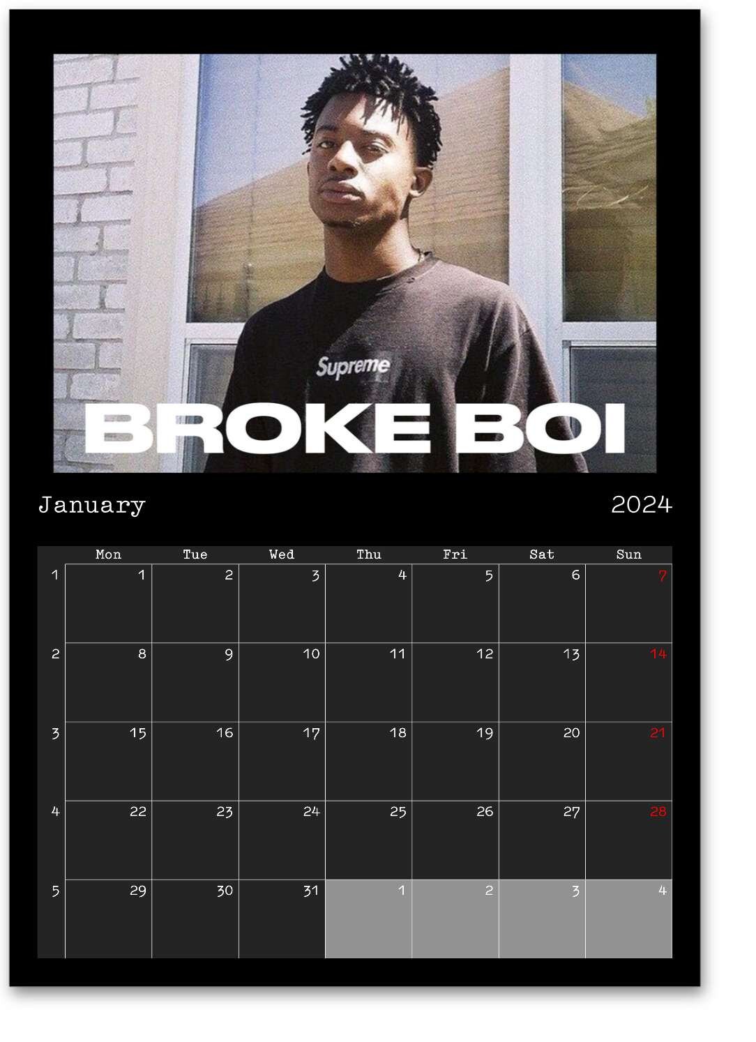 Playboi Carti Calendar 2024 Limited Edition - Etsy